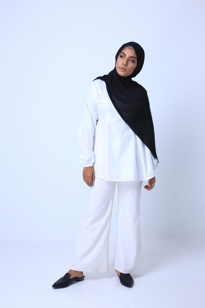 Safa Princess Cut Blouse- White - Hajuwa Online Boutique